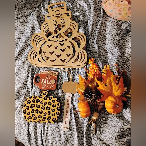 thanksgiving | Holiday | Autumn Decor Set With Wooden Turkey And ...